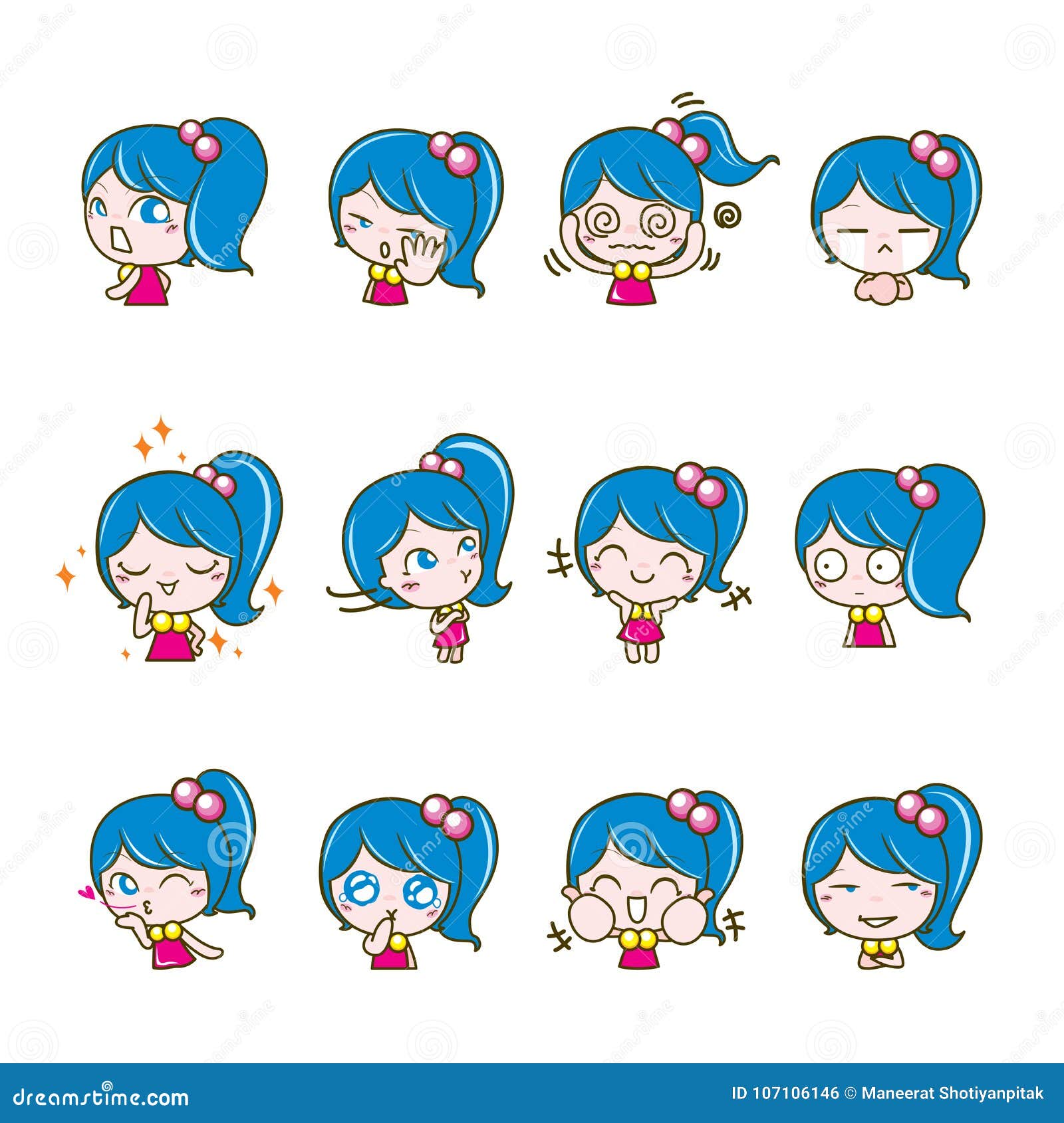 Girls Collection Set, Vector and Illustrations Stock Vector ...