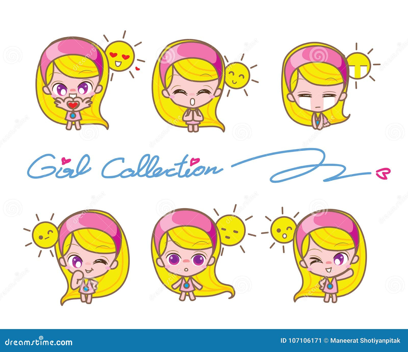 Girls Collection Set, Vector and Illustrations Stock Illustration ...