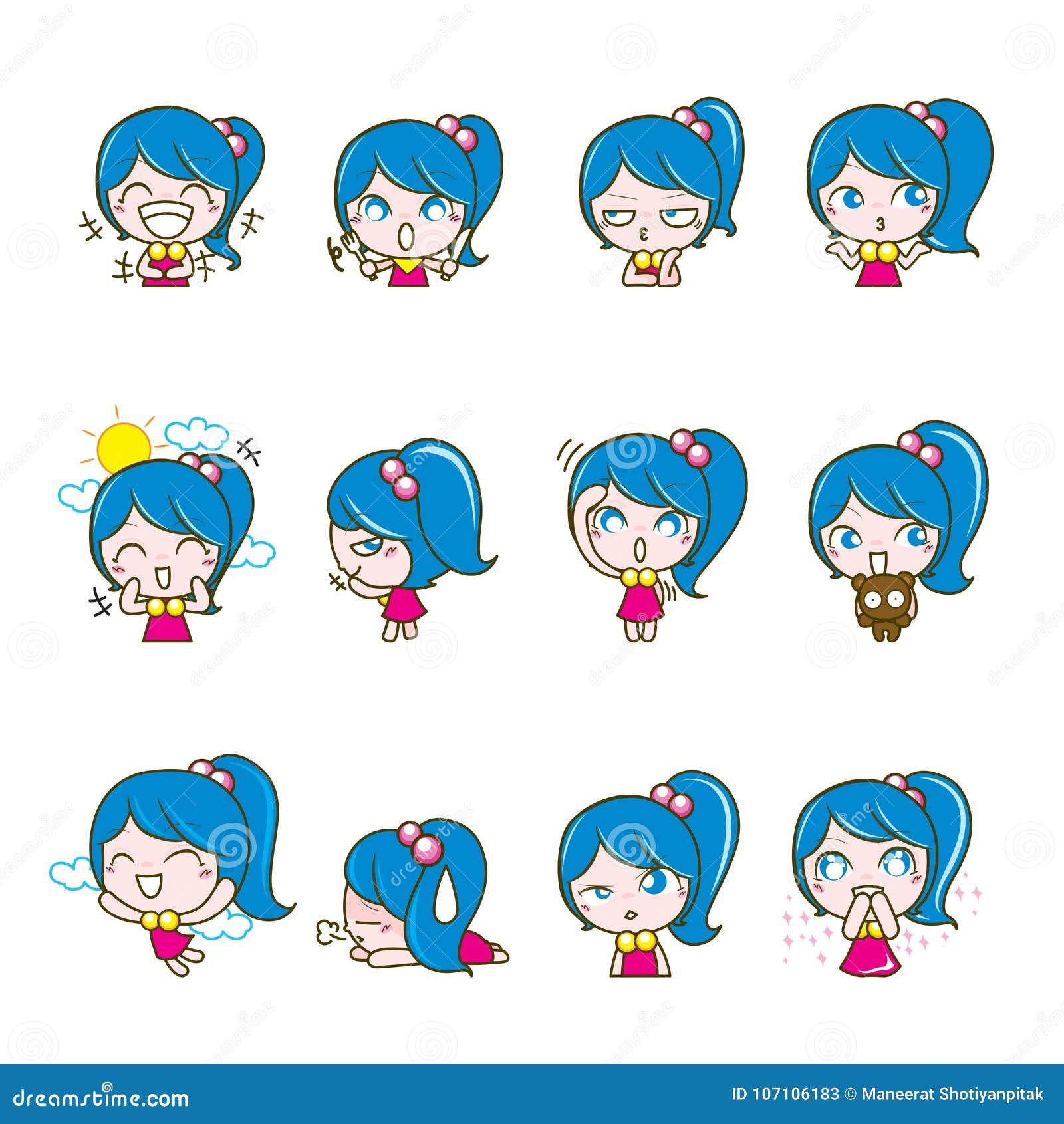 Girls Collection Set, Vector and Illustrations Stock Vector ...
