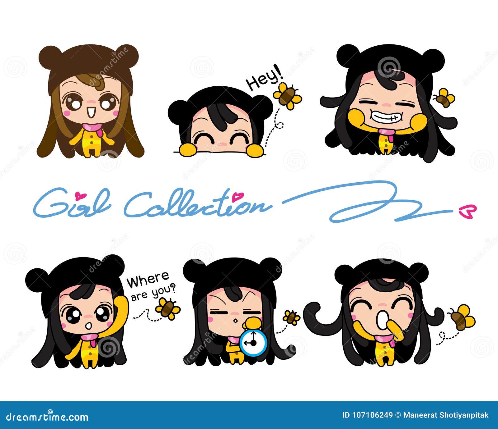 Girls Collection Set, Vector and Illustrations Stock Illustration ...