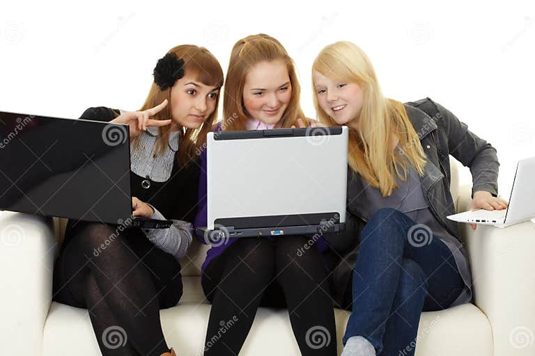Girls Communicate on Internet with Foreigners Stock Photo - Image of ...