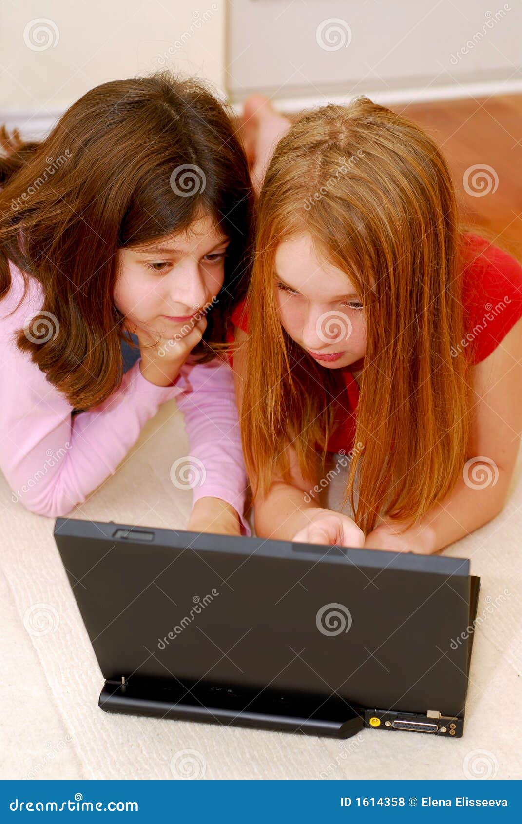 Girls computer stock photo. Image of pretty, childhood - 1614358