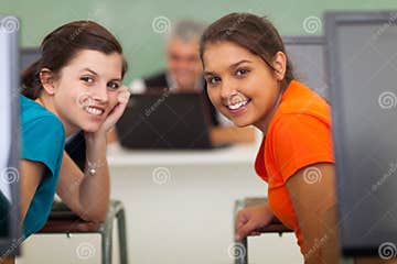 Girls computer class stock photo. Image of class, indian - 31575950
