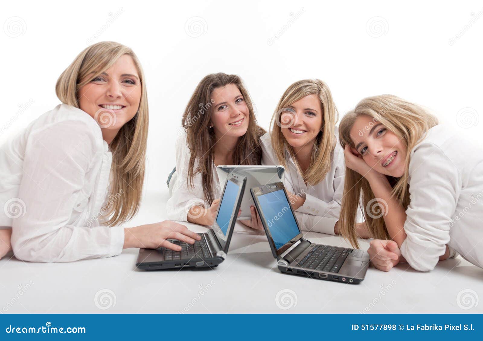 Girls and computers stock photo. Image of looking, watch - 51577898