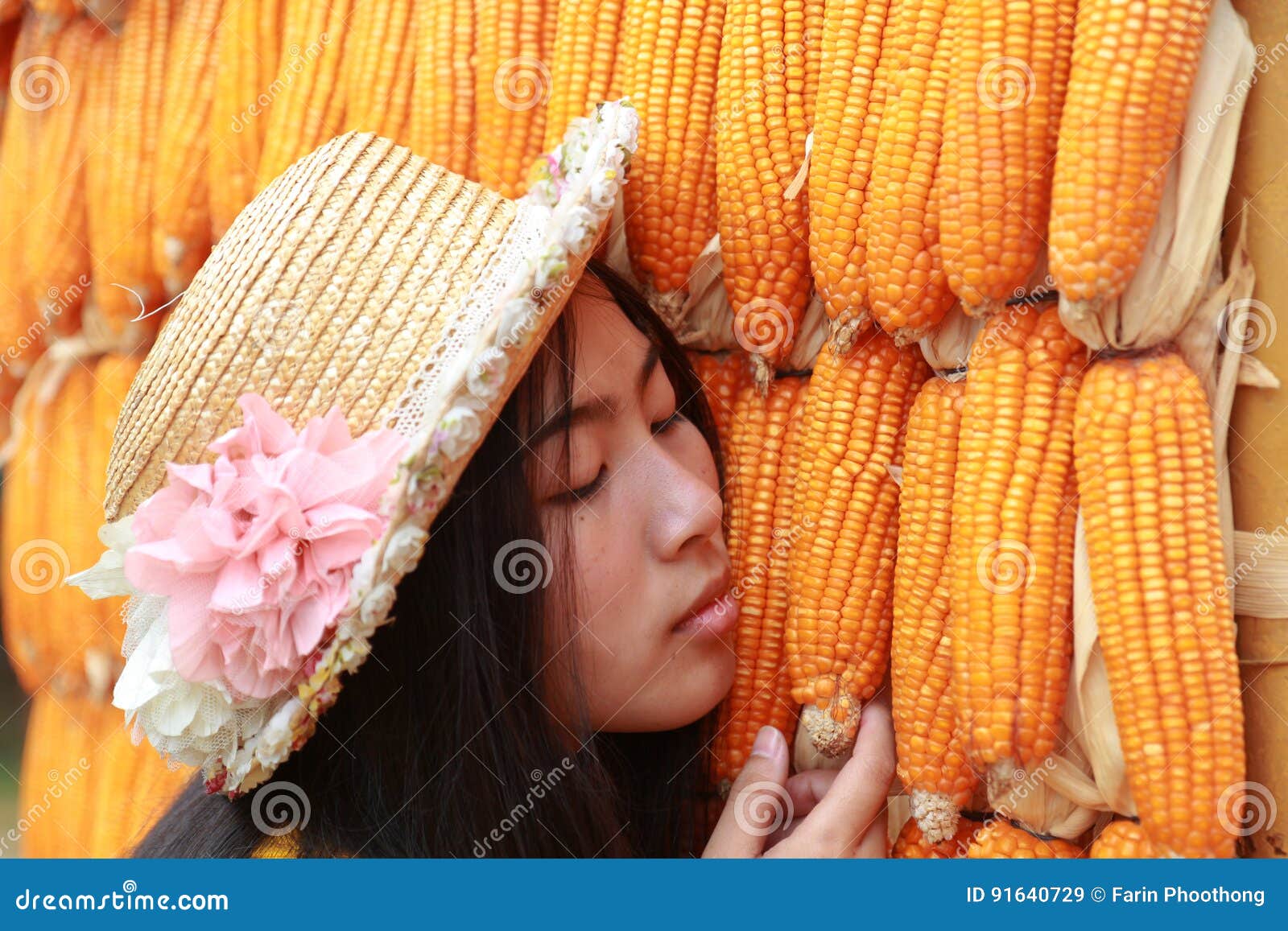 Girls and corn. stock image. Image of farmer, corn, field - 91640729