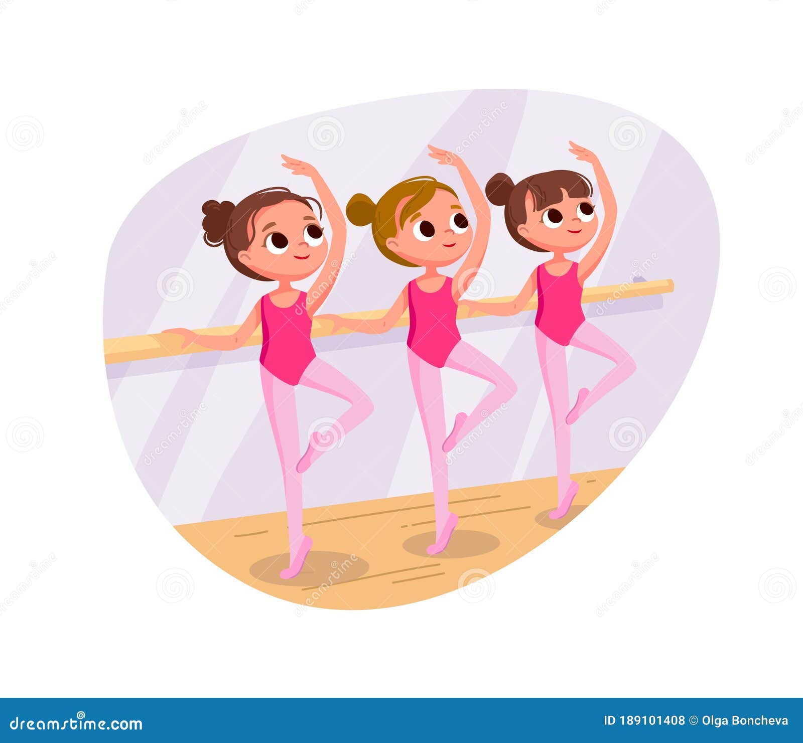 Ballet Classes Cartoon Style Vector Illustration Isolated On White ...