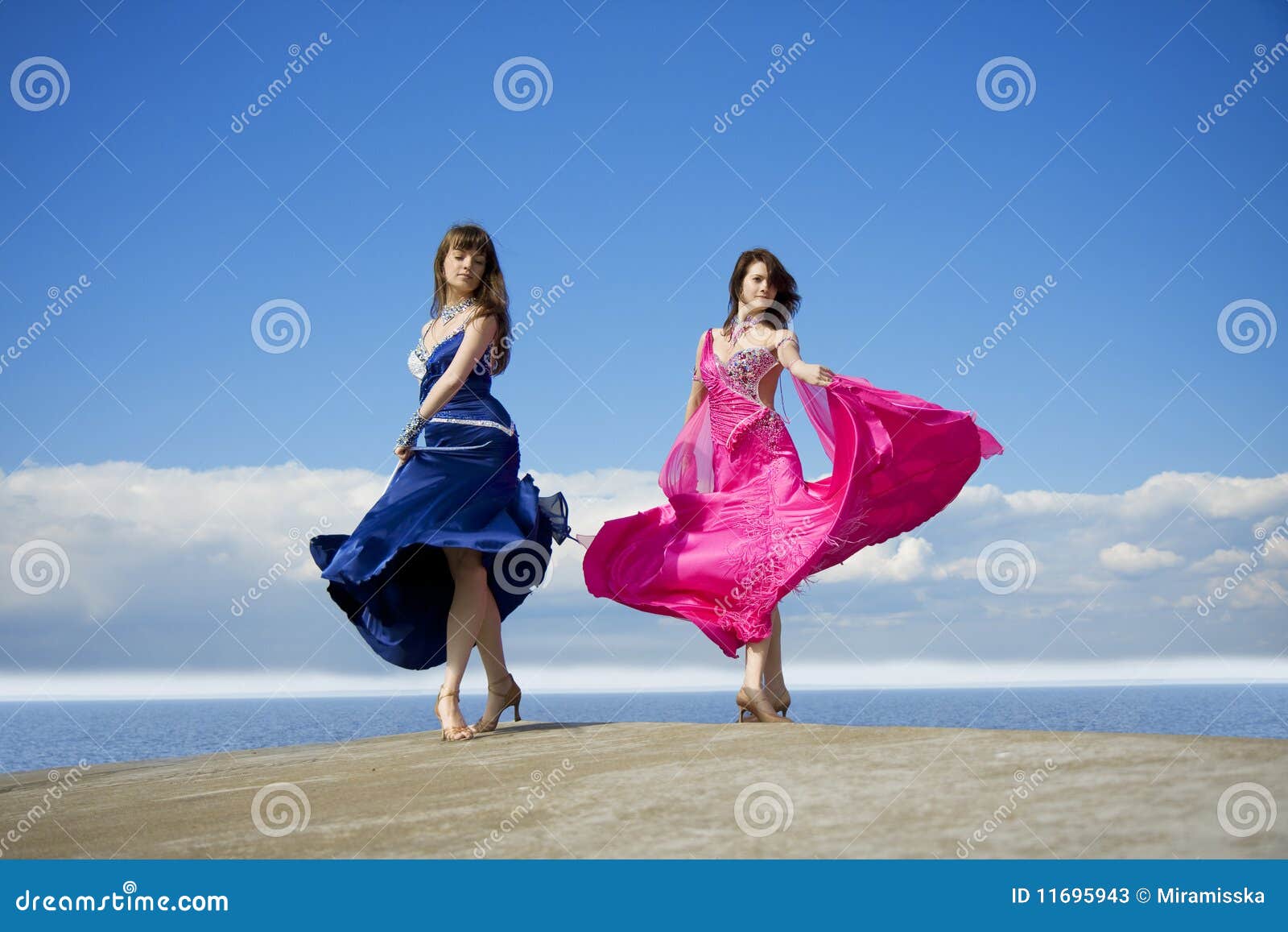 Girls dancing on the sky stock image. Image of cheerful - 11695943