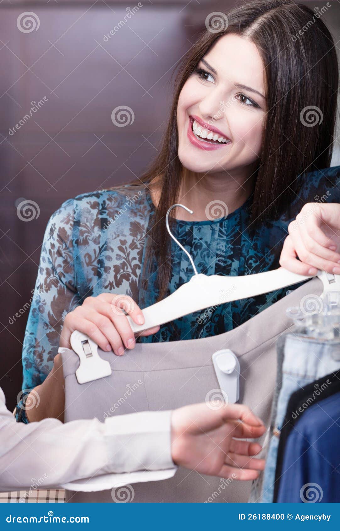 Girls Decide What is Worth To Trying on Stock Photo - Image of discount ...