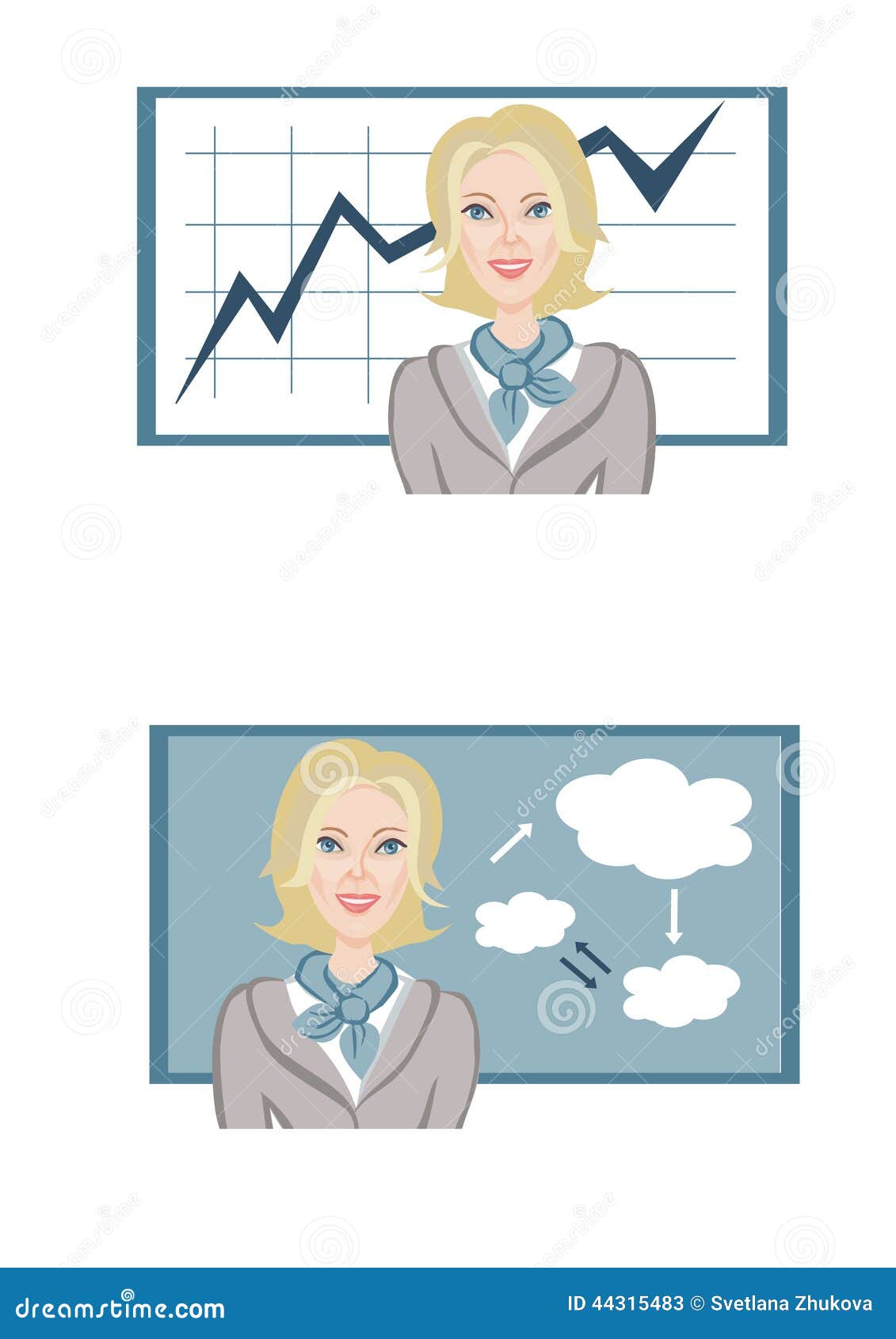 Girls With Diagrams Cartoon Vector | CartoonDealer.com #44315483