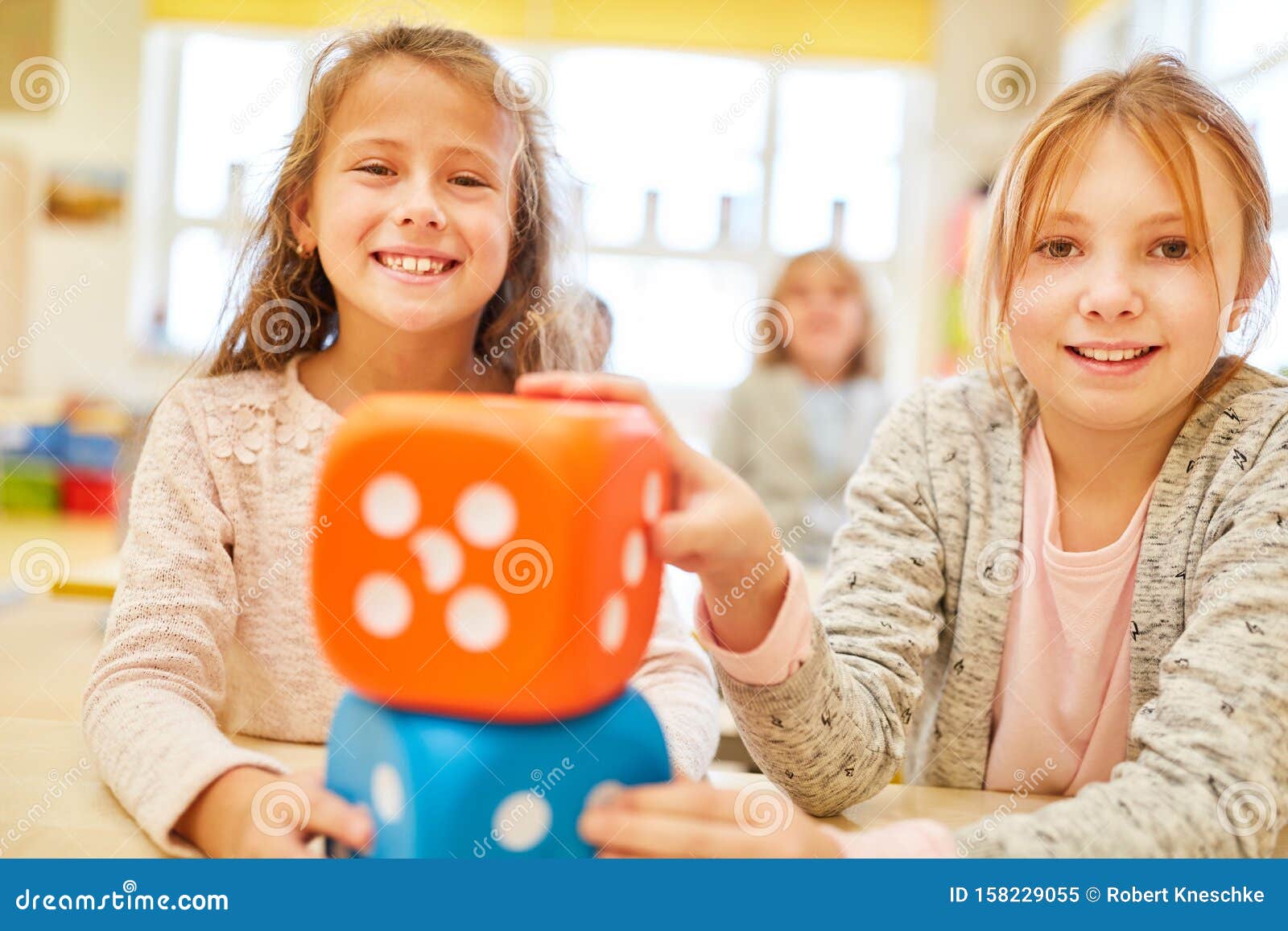 Girls are Doing an Educational Game Stock Image - Image of primary ...