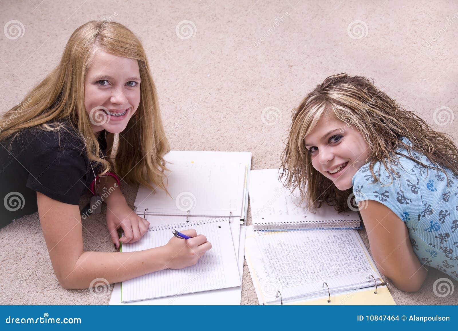 Girls doing homework stock photo. Image of smiling, teenager - 10847464