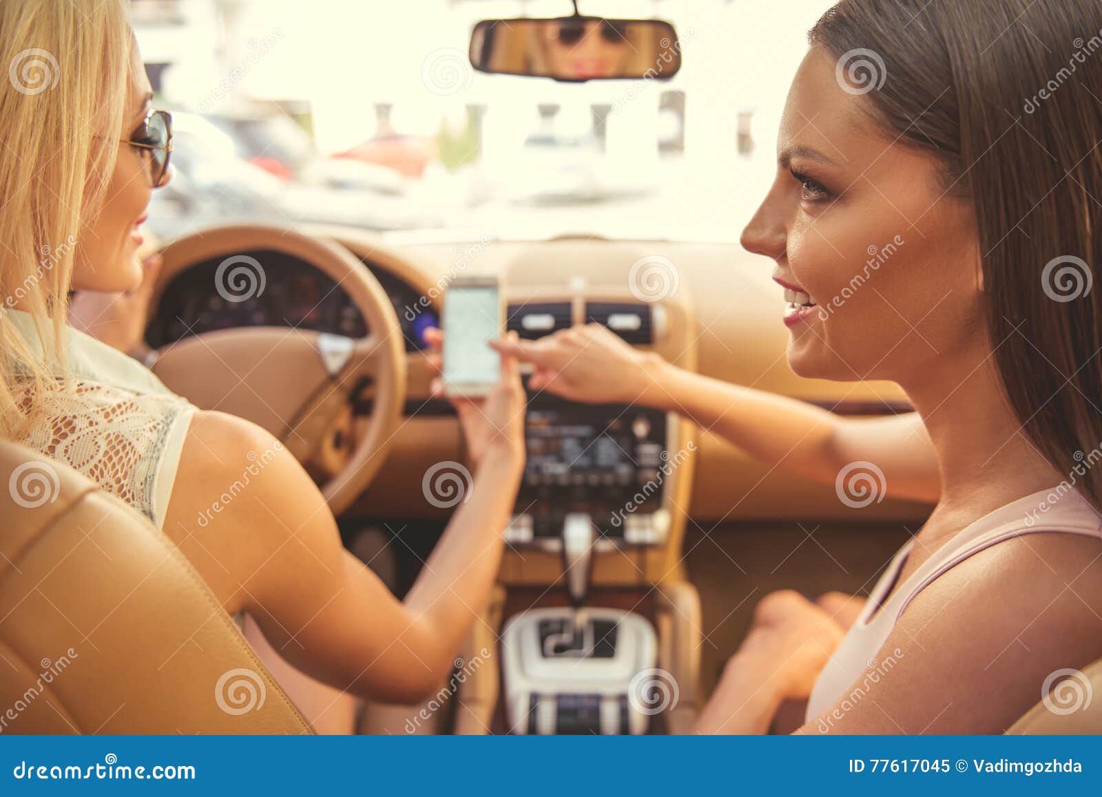 Girls driving the car stock image. Image of adventure - 77617045