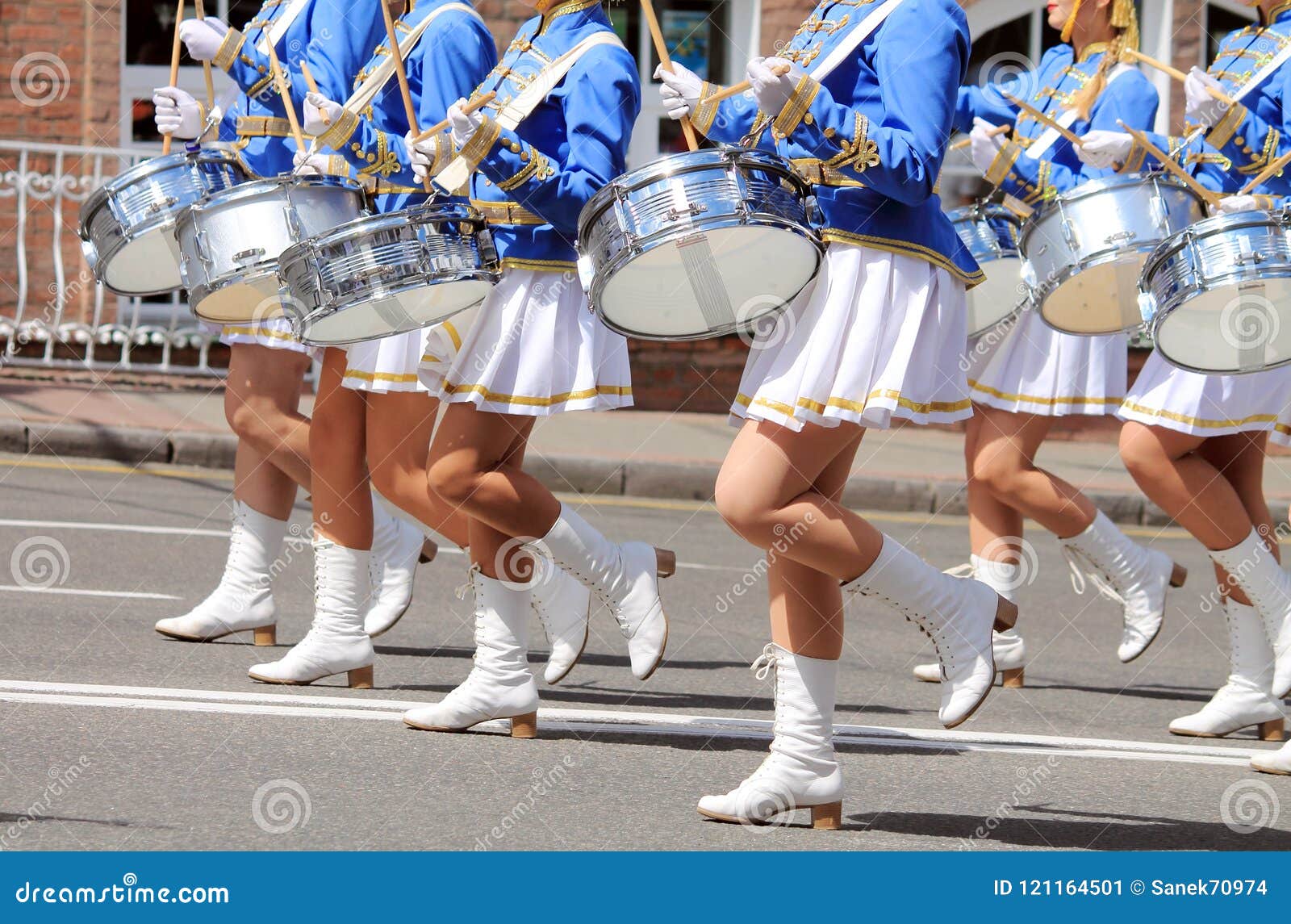 Girls with drums stock image. Image of group, girls - 121164501