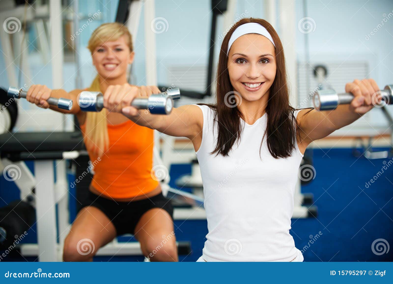 Girls with dumbbells stock image. Image of healthy, caucasian - 15795297