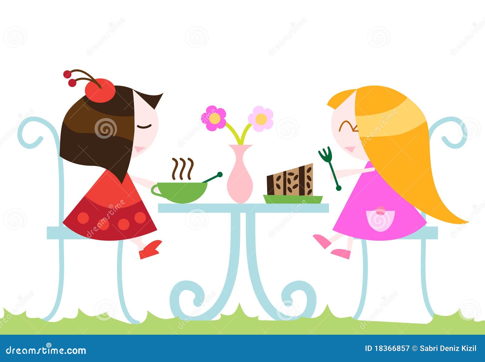 Girl Eating Dinner Clip Art