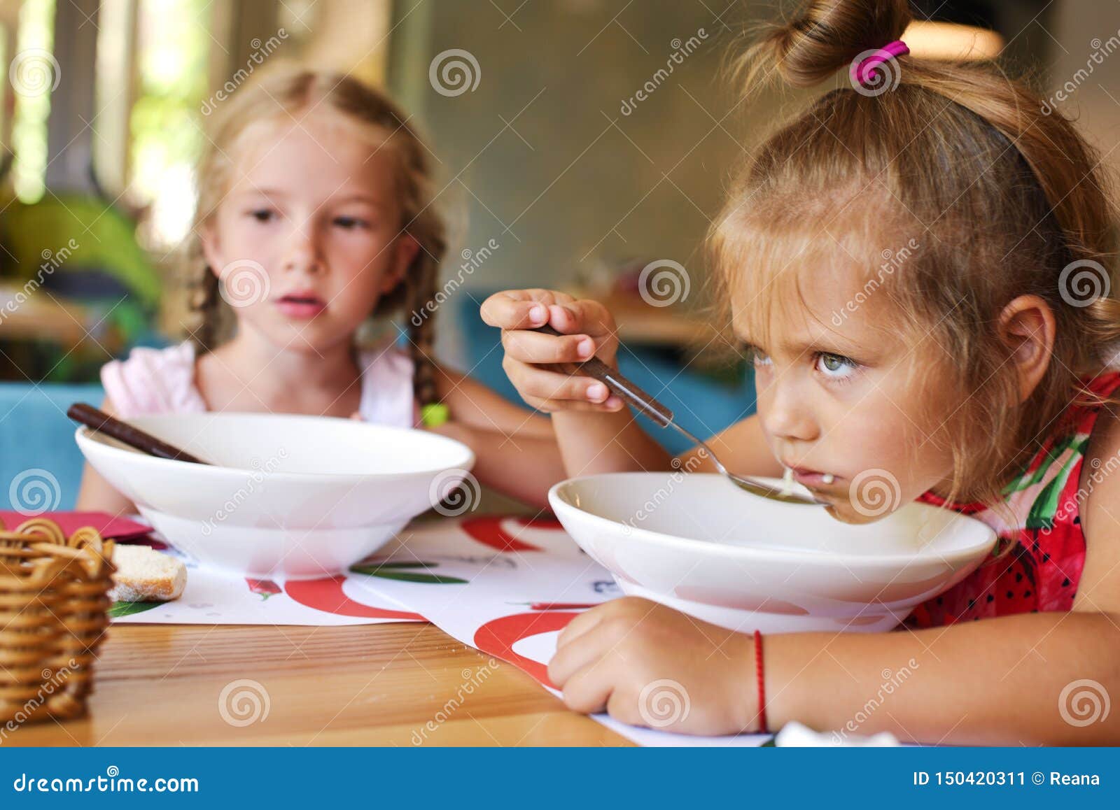 Girls eating soup stock image. Image of enjoy, beautiful - 150420311
