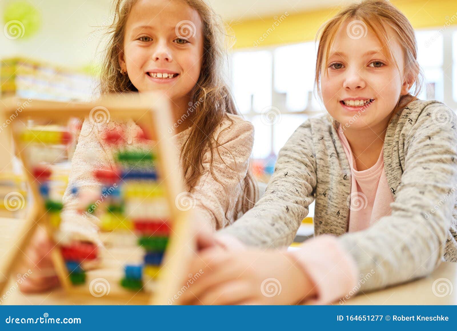 Girls in Elementary School are Calculating Stock Image - Image of kids ...