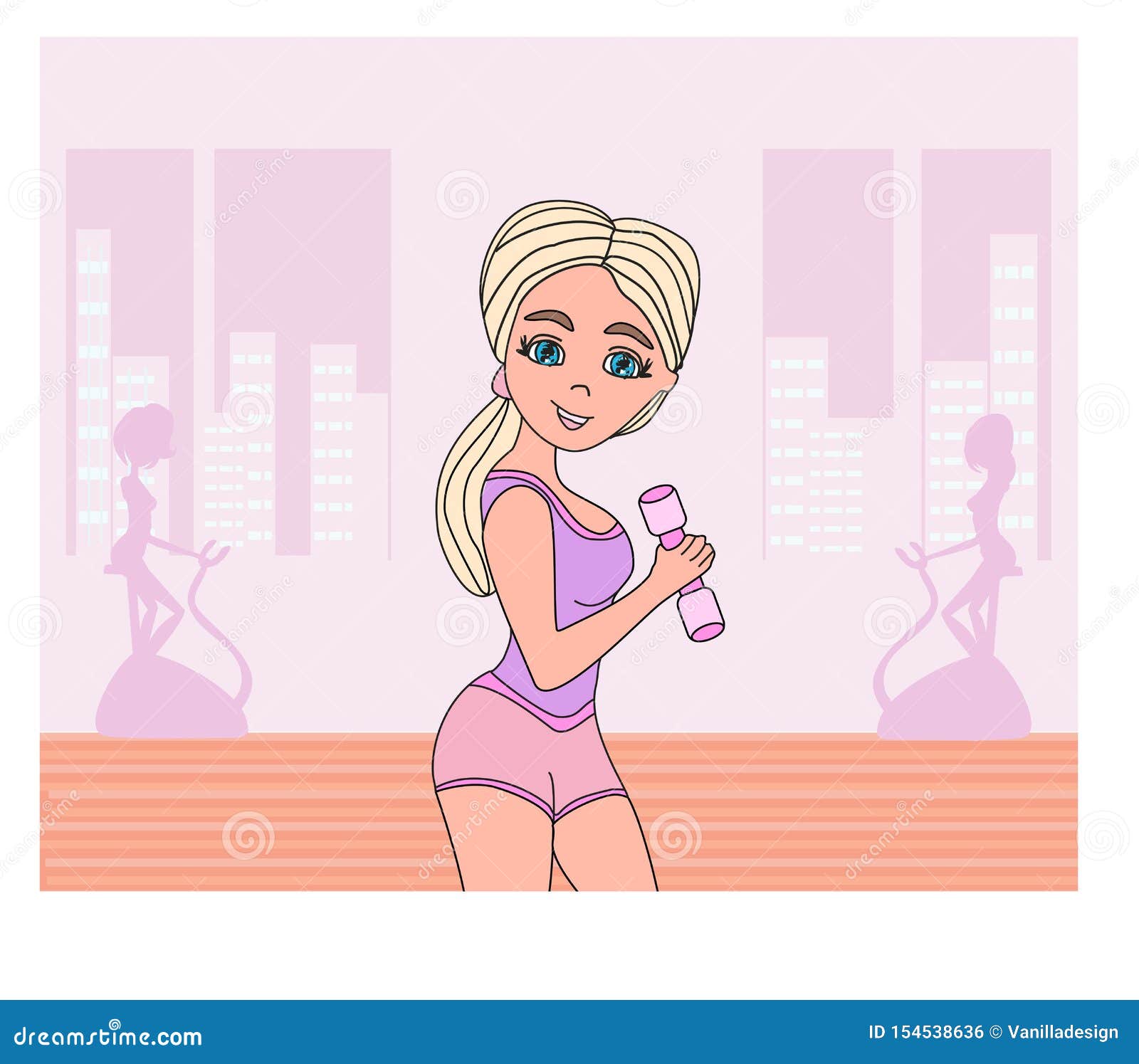 Exercising Girls Vector Illustration | CartoonDealer.com #4318956