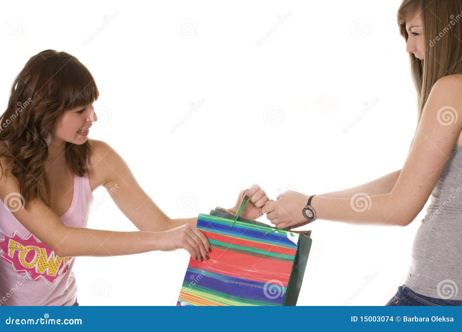 Girls Fighting Over a Shopping Bag Stock Photo - Image of casual ...
