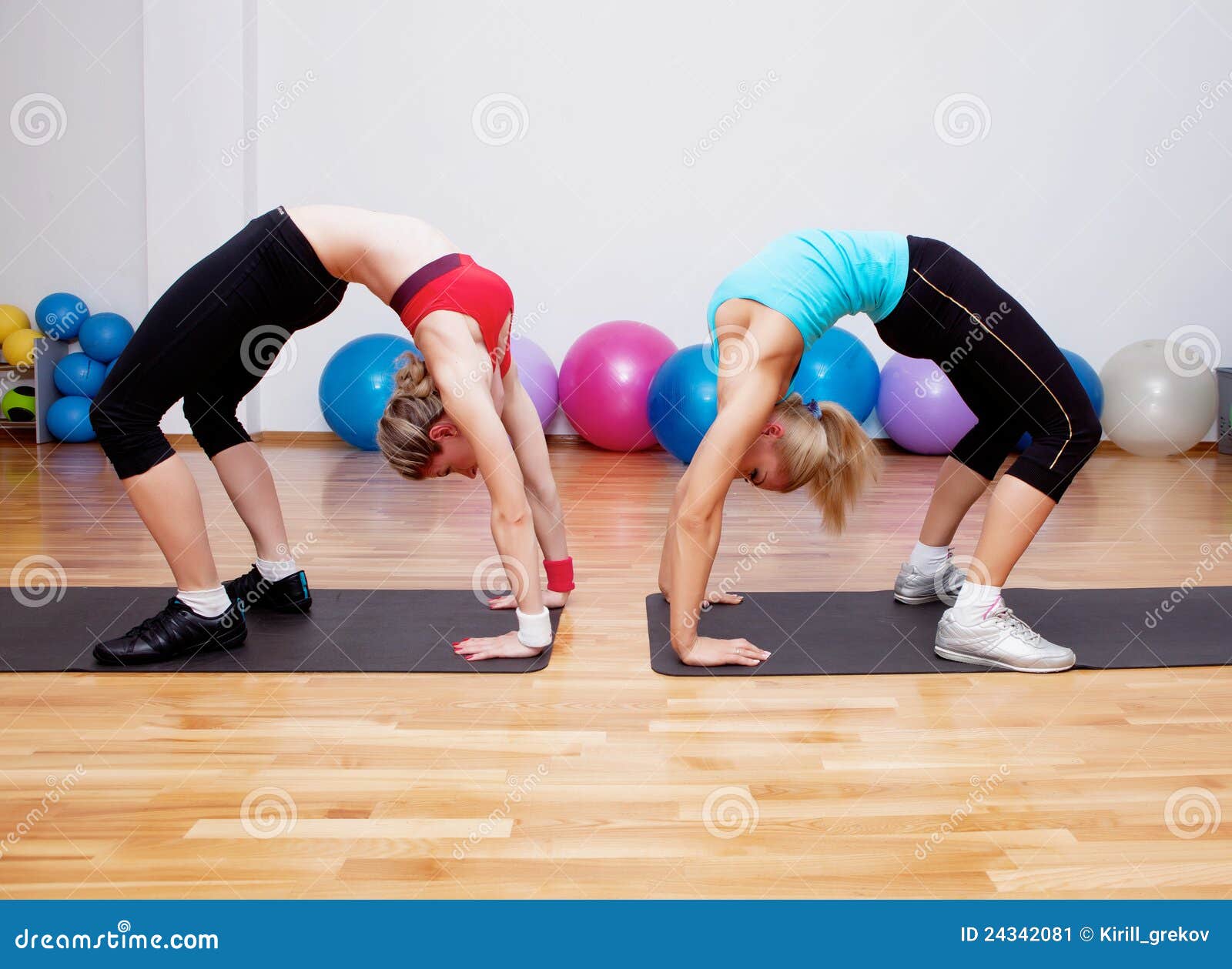 Girls on fitness training stock image. Image of caucasian - 24342081