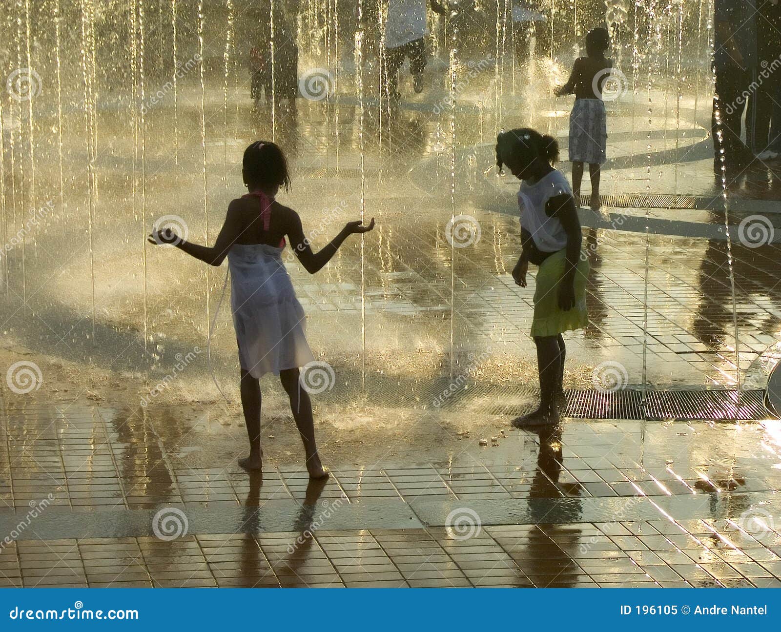 Girls in fountain editorial image. Image of cute, silhouette - 196105