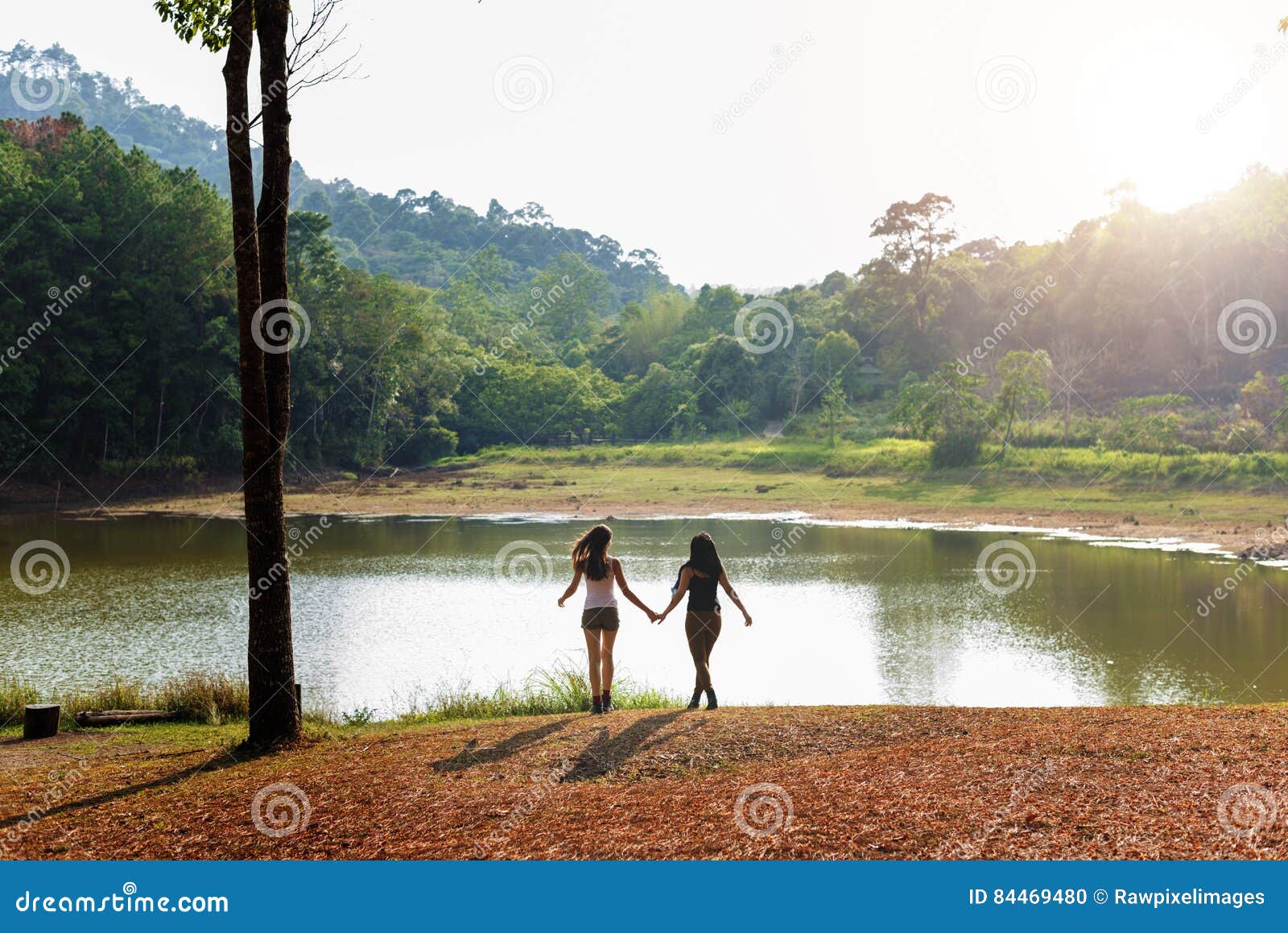 Girls Friends Exploring Outdoors Nature Concept Stock Photo - Image of ...