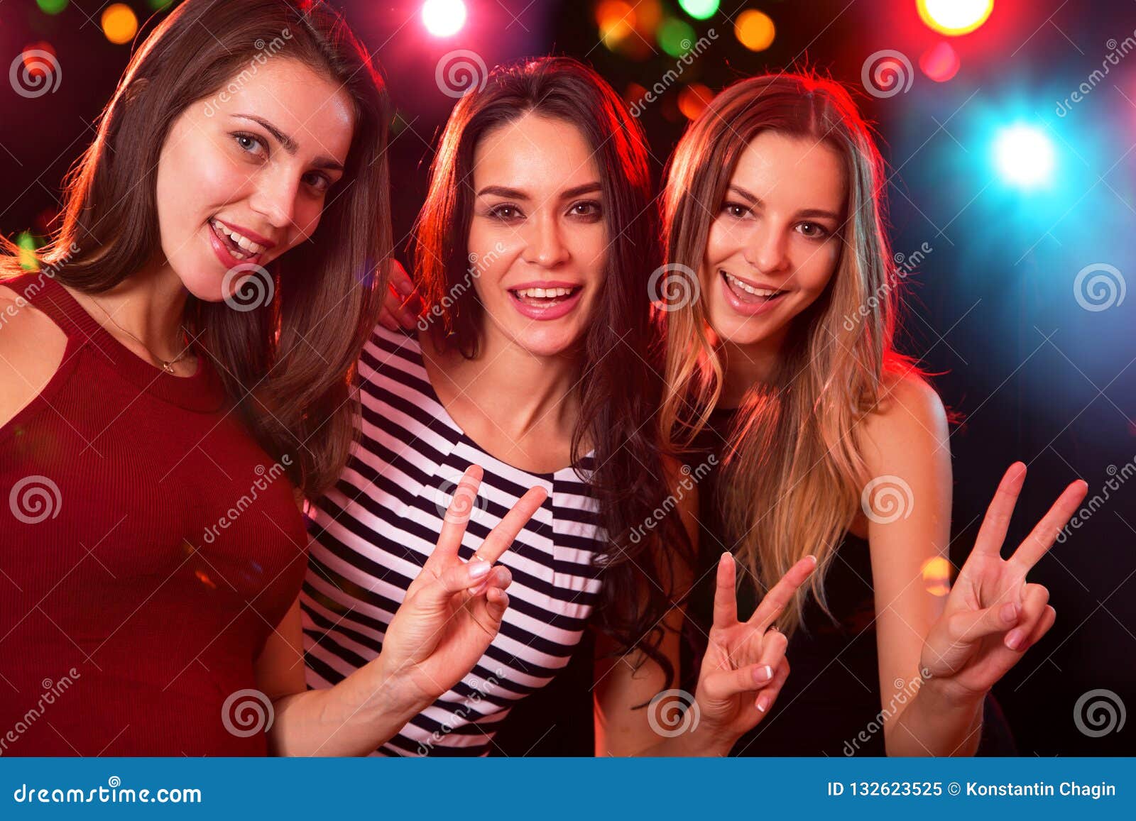 Girls Fun Posing at a Party Stock Image - Image of crowd, holidays ...