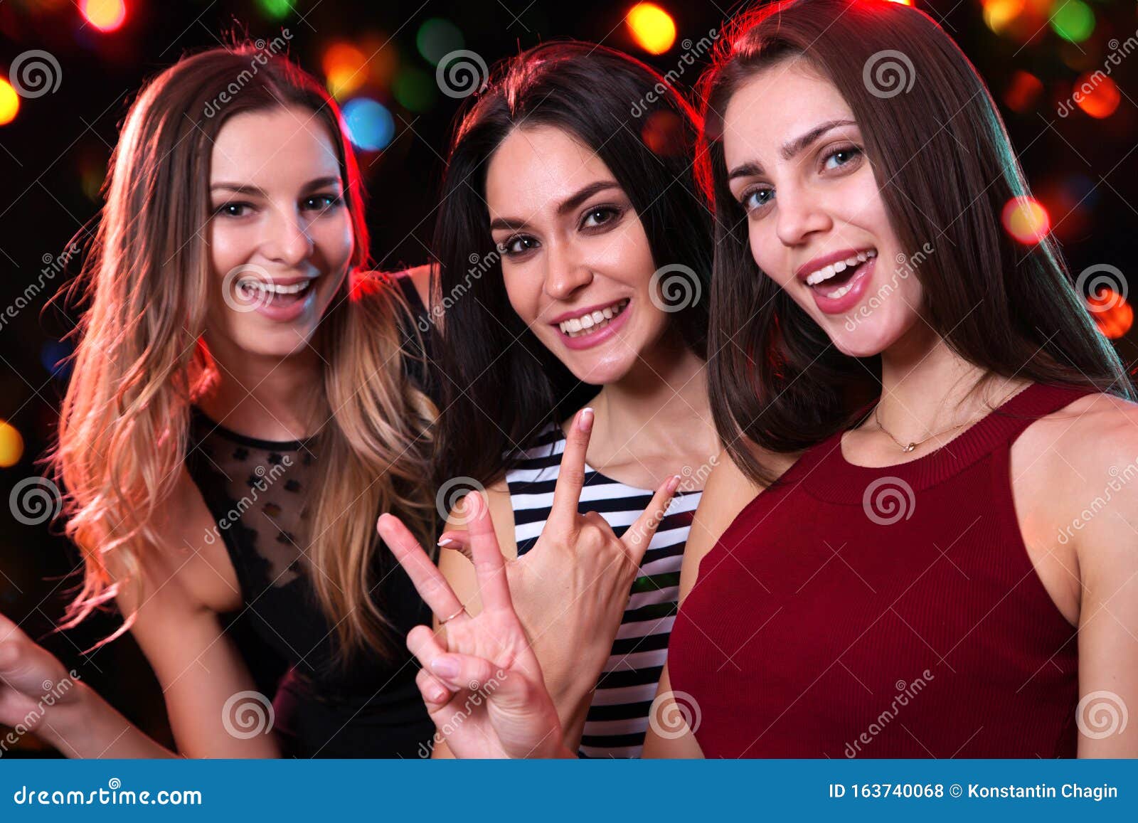 Girls Fun Posing at a Party Stock Photo - Image of beautiful, cheerful ...