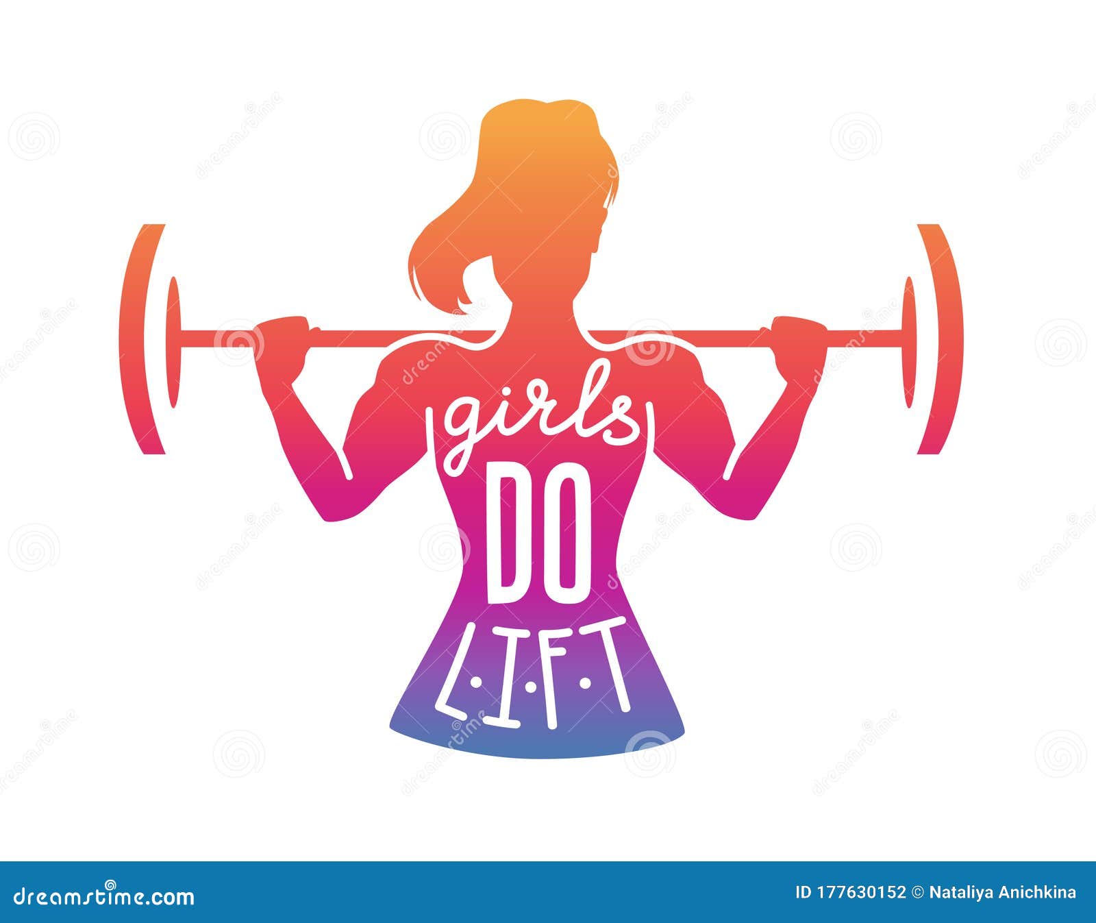 Girls Do Lift. Vector Fitness Illustration with Lettering. Female ...