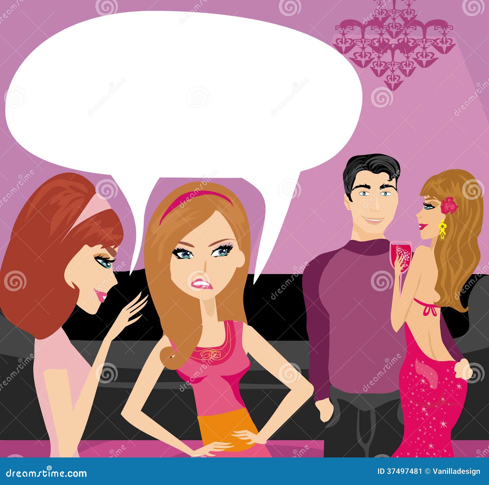 Two Girls Gossiping Isolated Over White Background. Young Females ...