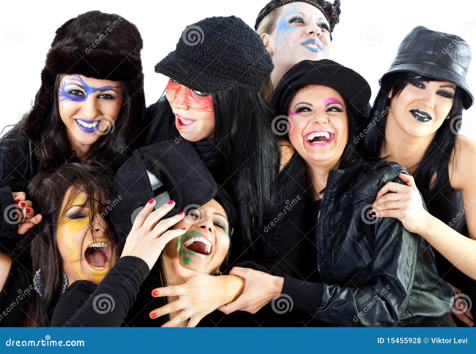 Girls Halloween Witches Laughing Stock Photo - Image of female, colours ...