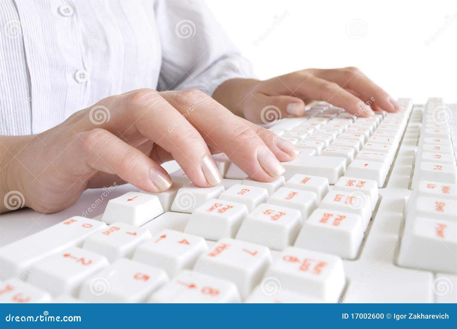 Girls Hands on the Computer Keyboard Stock Photo - Image of device ...