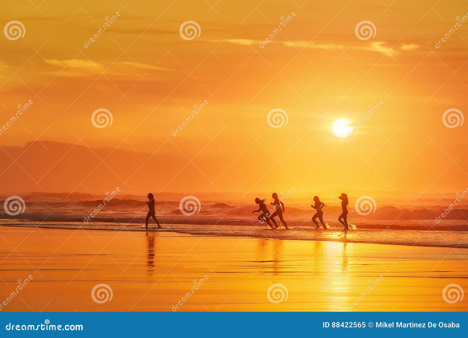 Girls Having Fun in the Beach at Sunset Stock Image - Image of freedom ...