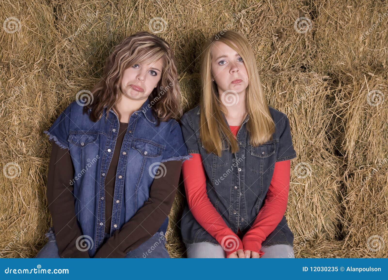 Girls on hay pouting stock image. Image of people, smile - 12030235