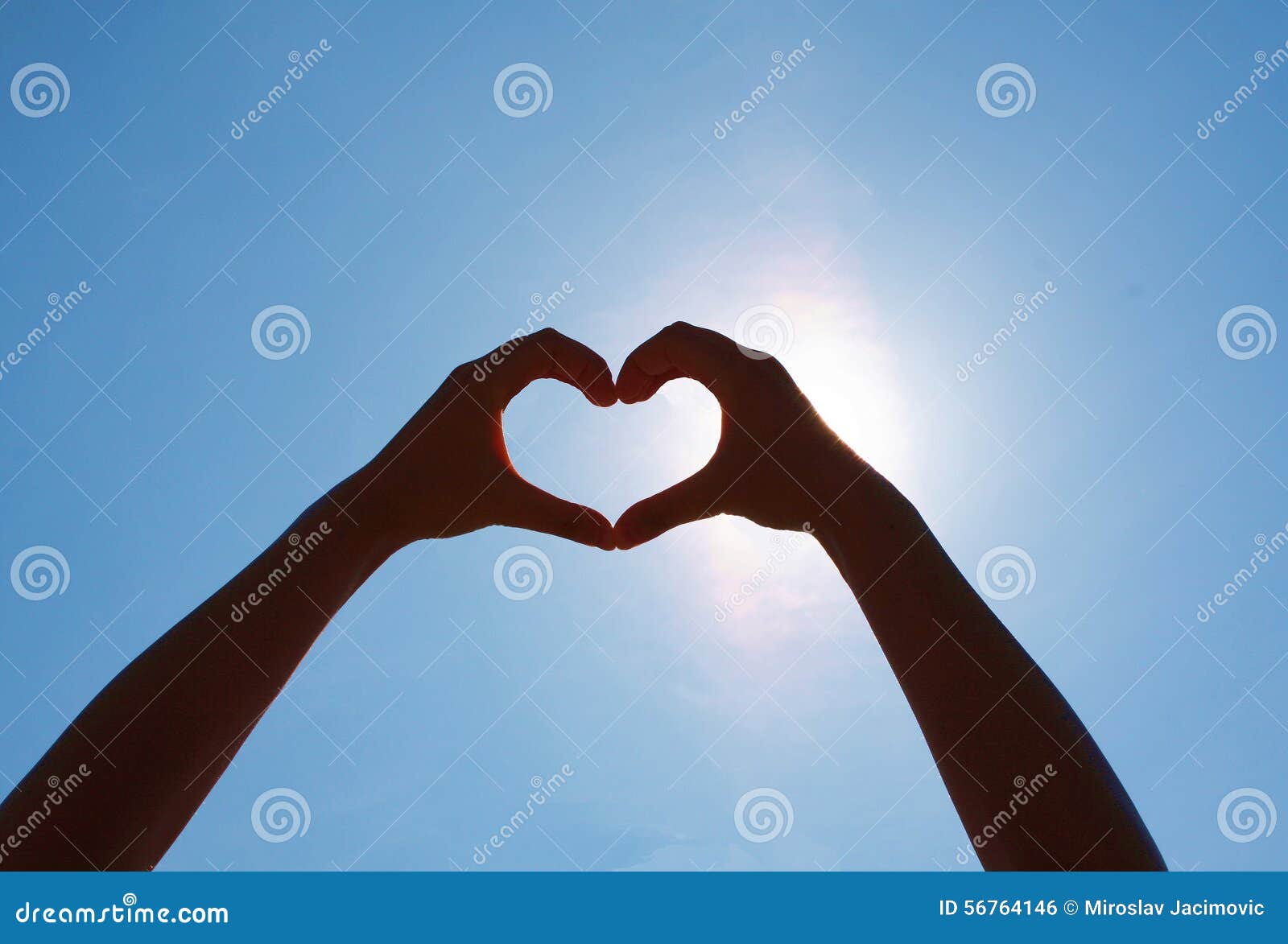 Girls Heart Hands on the Sky Stock Photo - Image of holiday ...