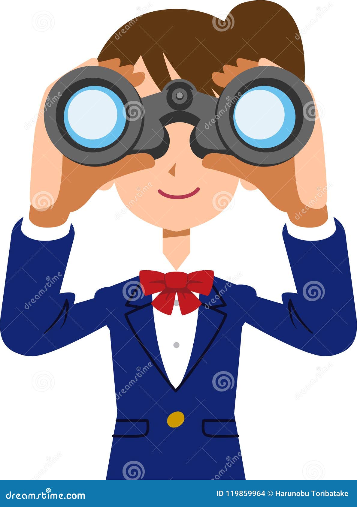 Girls High School Student Looking into Binoculars Stock Vector ...