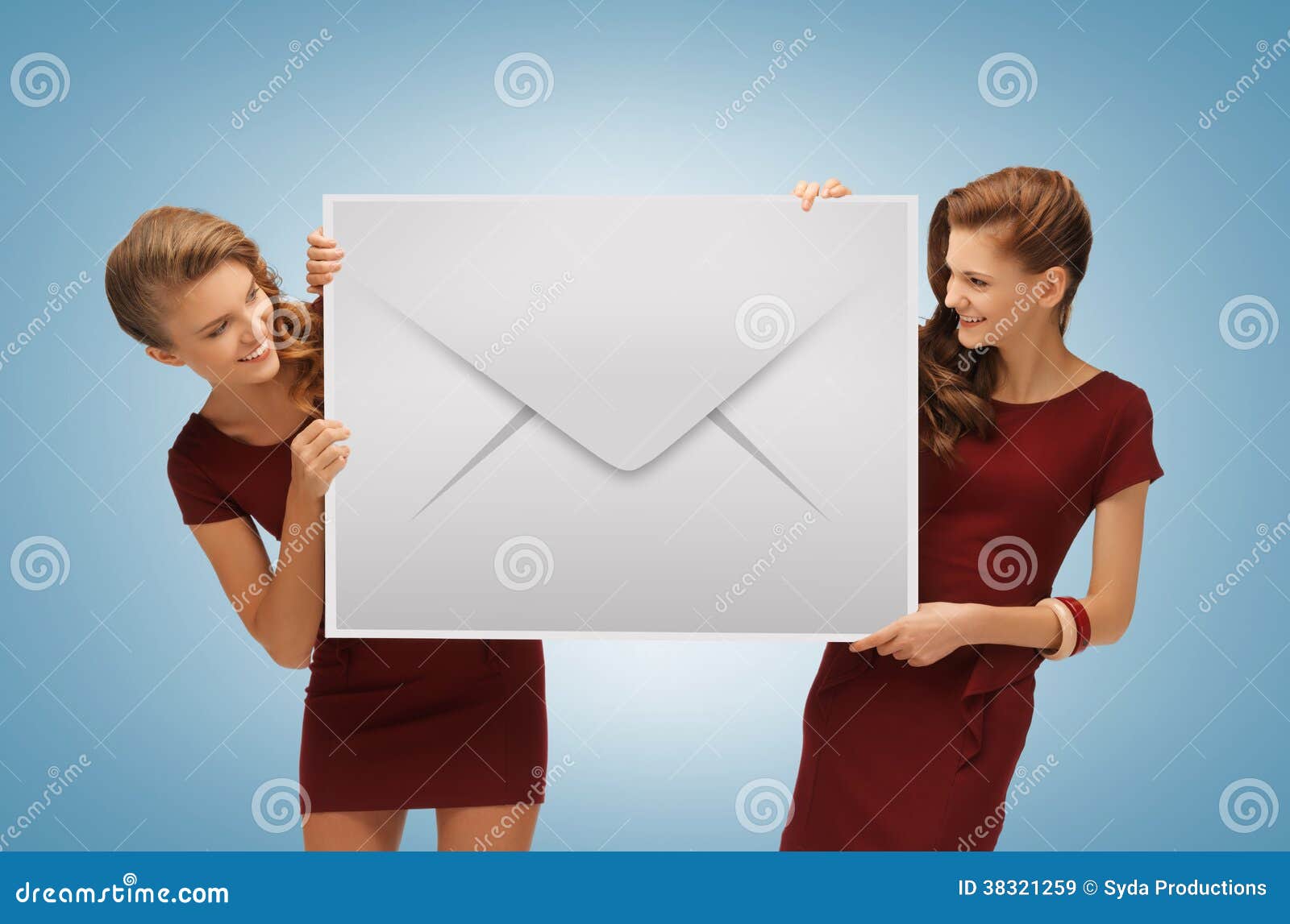 Girls holding big envelope stock image. Image of girl - 38321259
