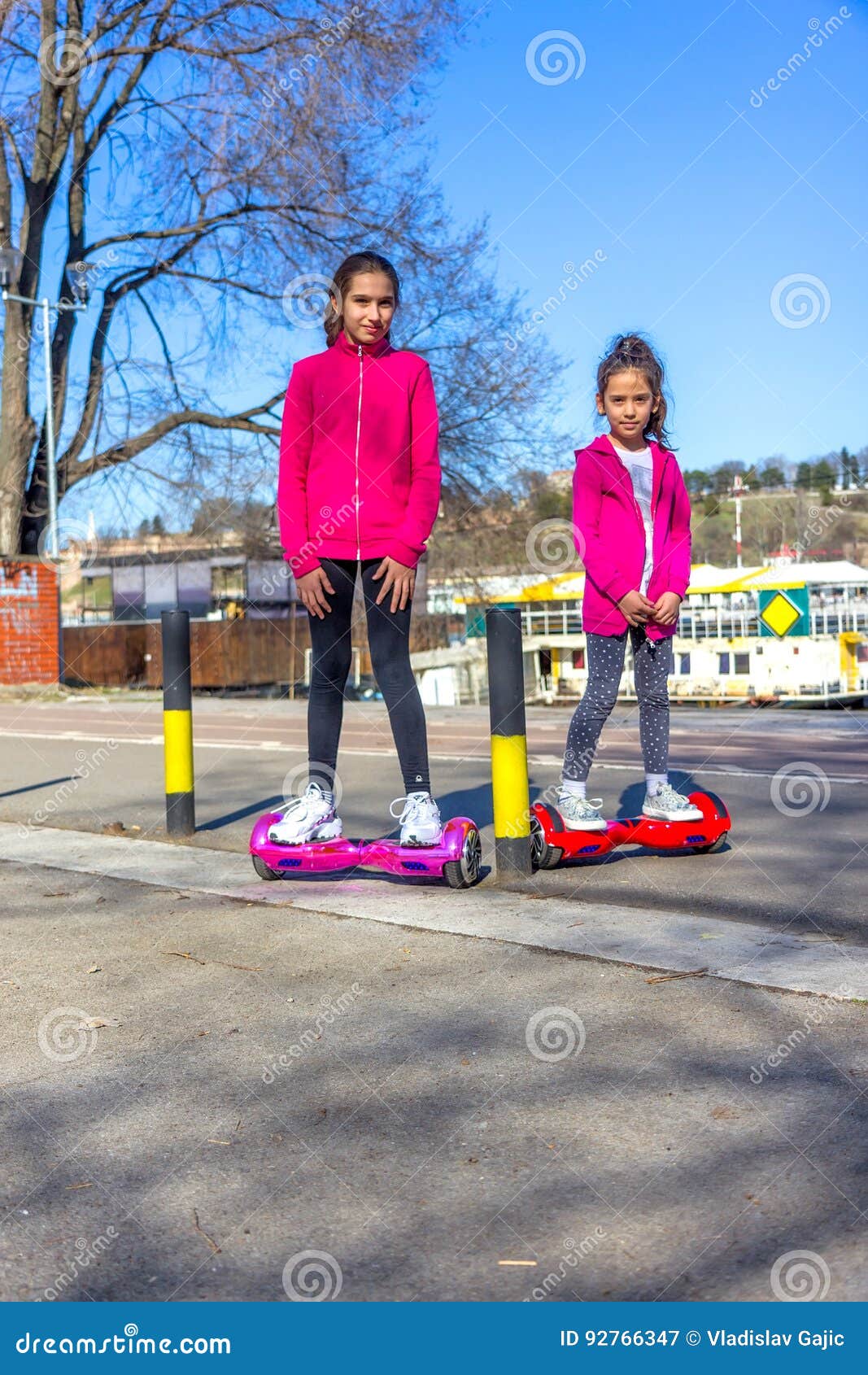 Girls on the hoverboard stock image. Image of futuristic - 92766347