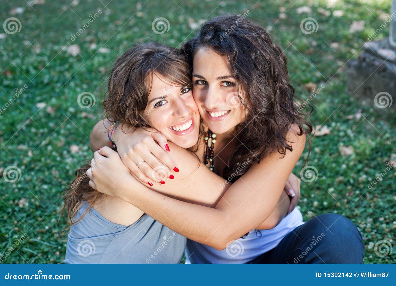 Girls Hugging stock photo. Image of smile, nature, outdoor - 15392142