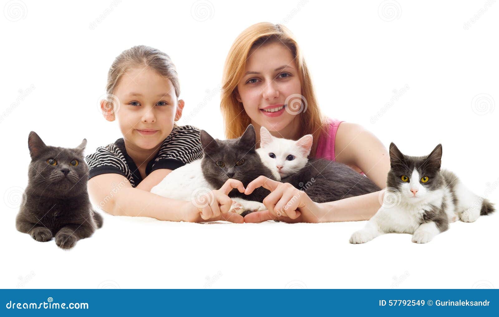 Girls hugging cats stock image. Image of little, childhood - 57792549