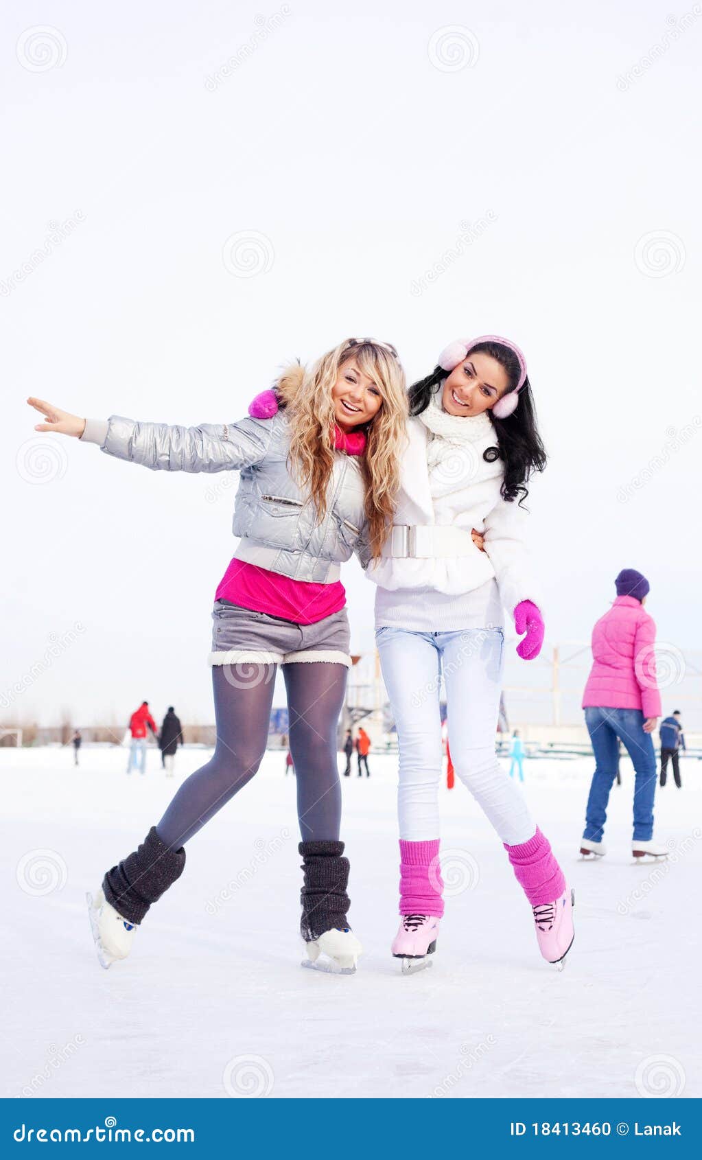 Girls ice skating stock photo. Image of happy, female - 18413460