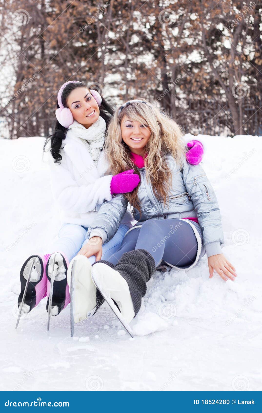 Girls ice skating stock photo. Image of chat, active - 18524280