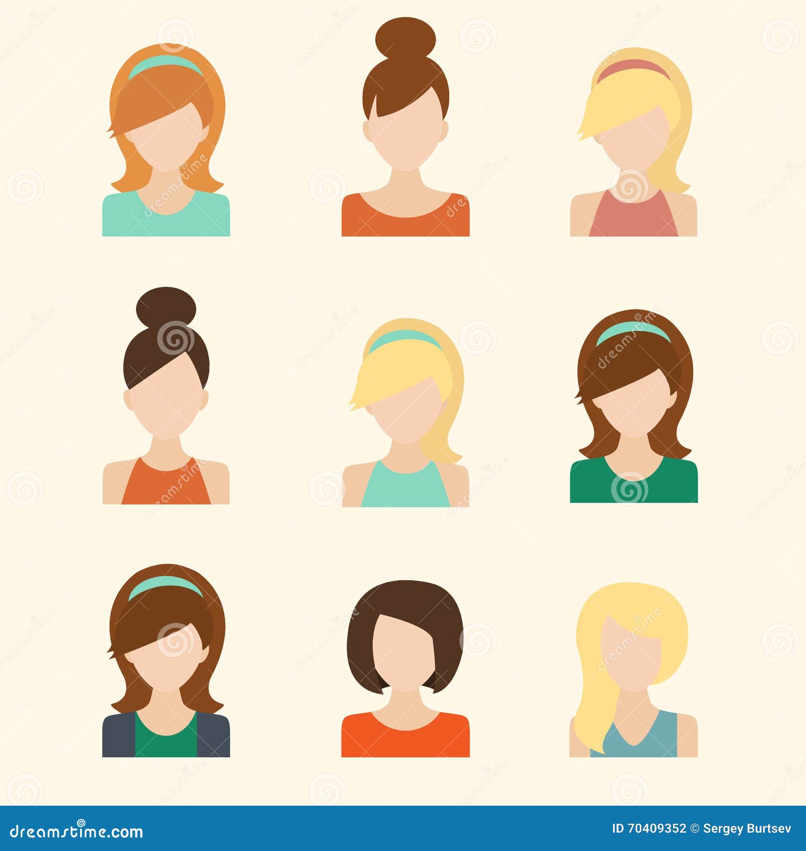 Girls Icons Set stock vector. Illustration of communication - 70409352