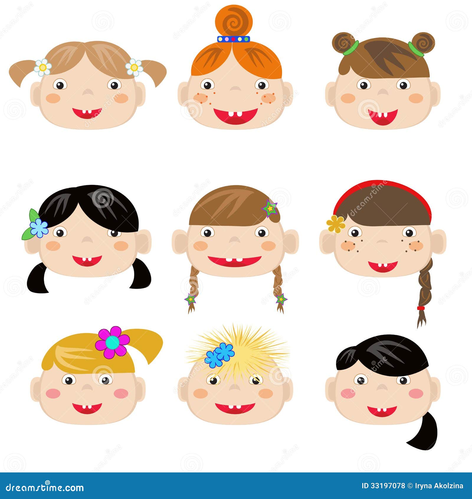 Girls icons stock vector. Illustration of funny, head - 33197078