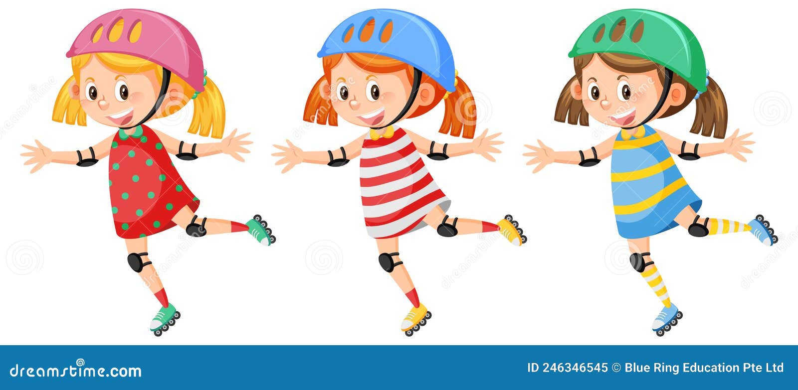 Girls on Inline Skates Cartoon Stock Vector - Illustration of person ...