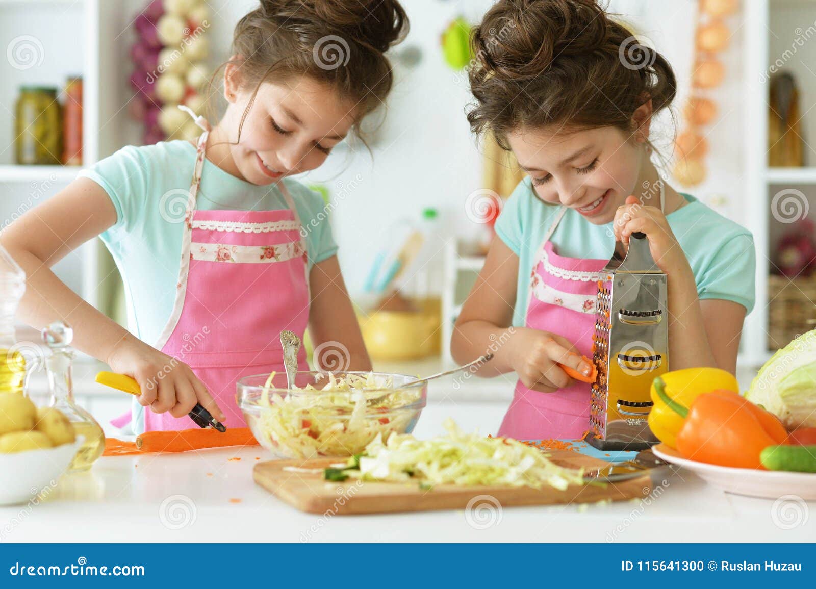 Girls in the kitchen cook stock photo. Image of enjoyment - 115641300