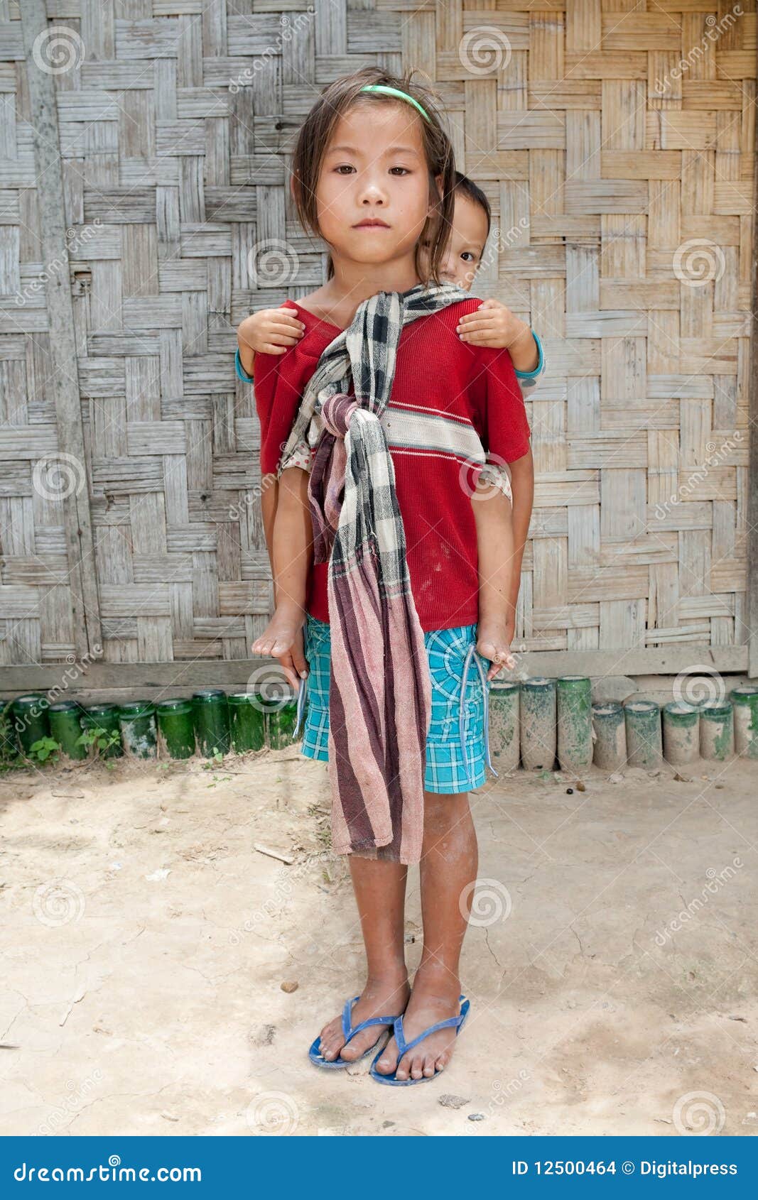 Girls of Laos with Baby in the Back Stock Photo - Image of family ...
