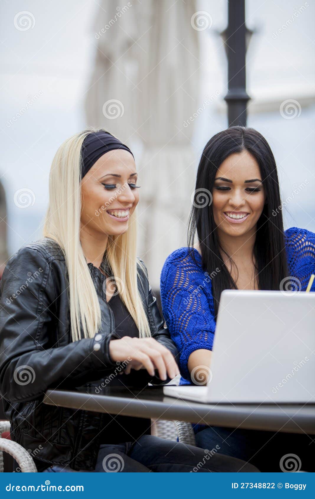 Girls with laptop stock photo. Image of caucasian, electronic - 27348822