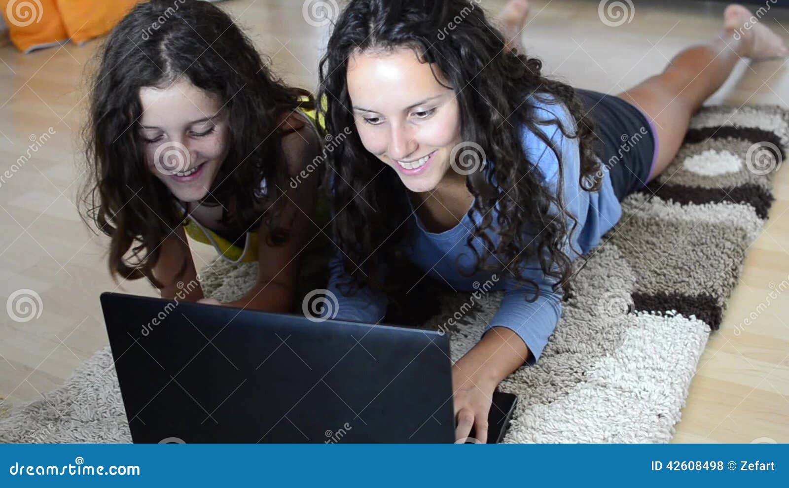 Girls Laying Down and Using a Laptop Stock Footage - Video of laptop ...