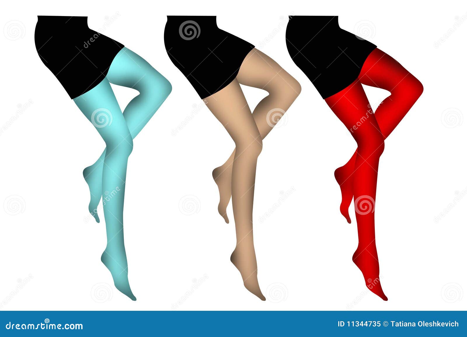 Girls Leg with Colored Stockings Isolate Stock Illustration ...